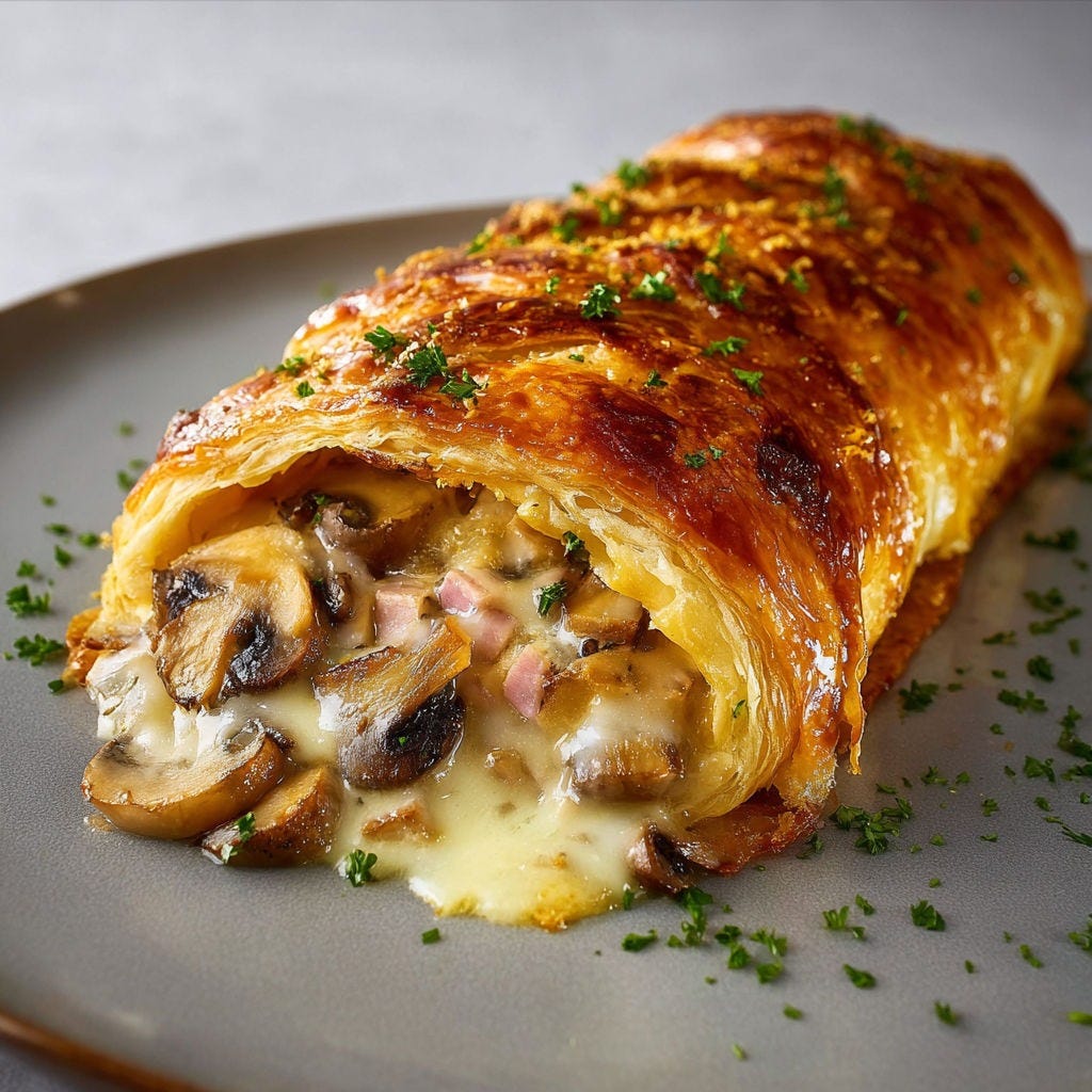 🥐 Le Croustillant Facile : Feuilleté Champignons et Jambon 🍄