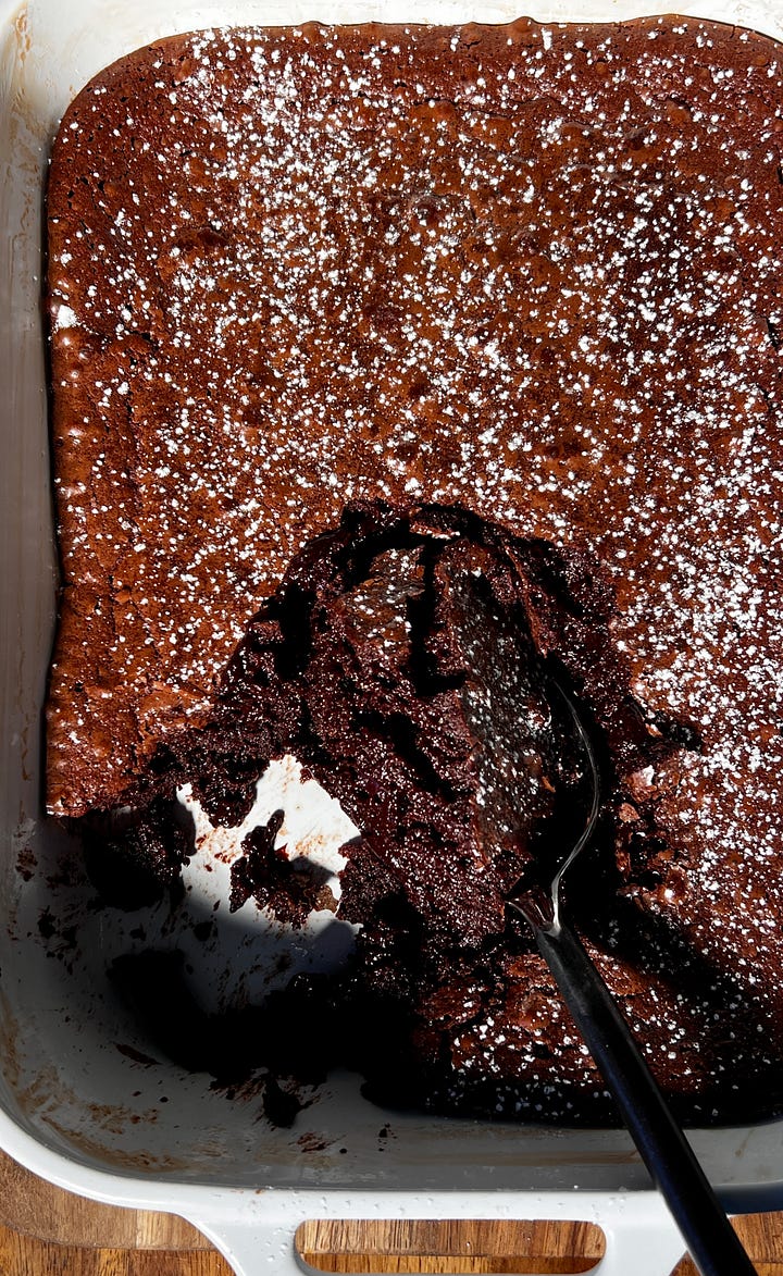 deep dish brown butter molten lava cake (w/ homemade hot fudge sauce)