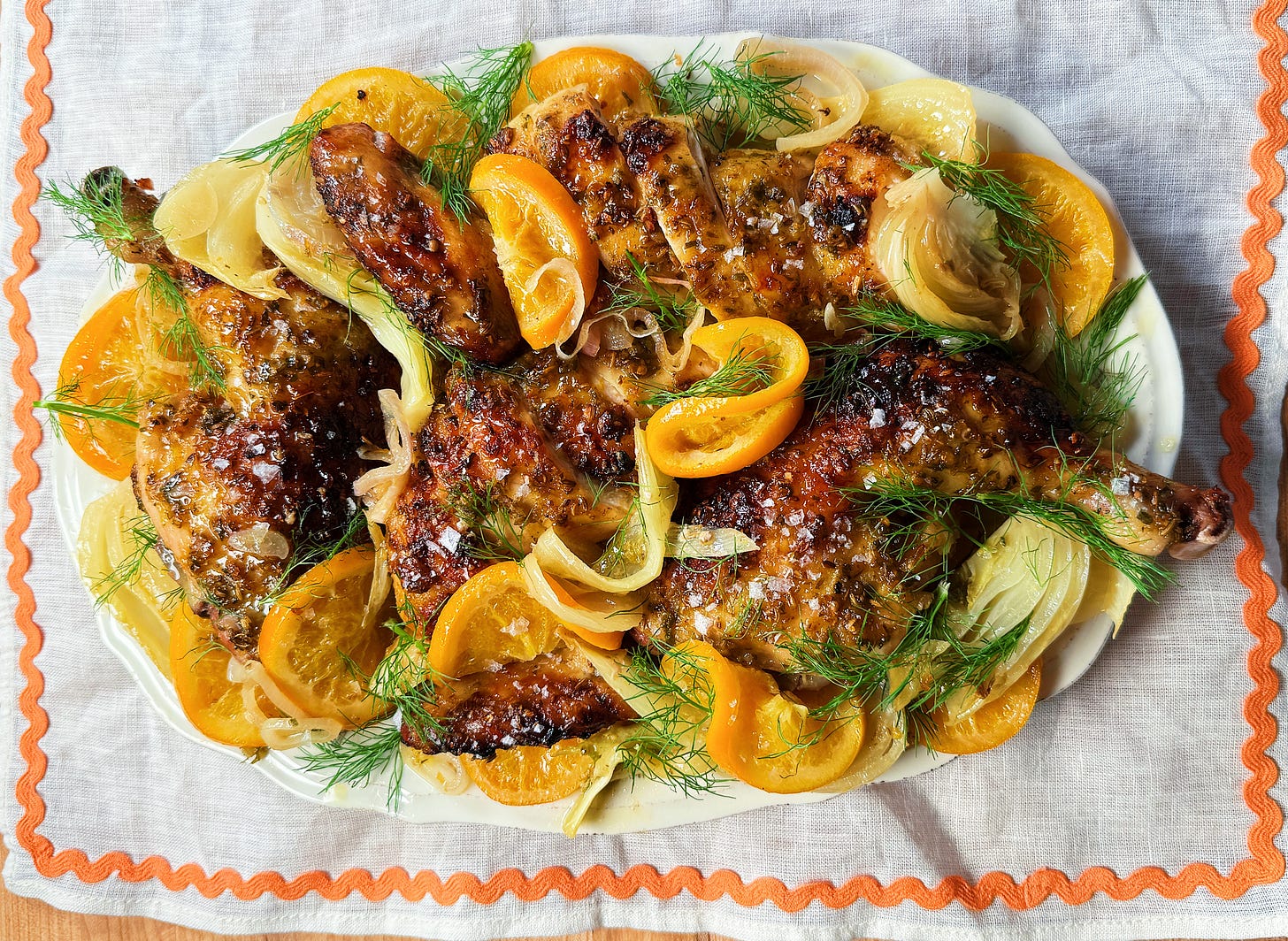 Orange Chicken Roast with Fennel and Shallots