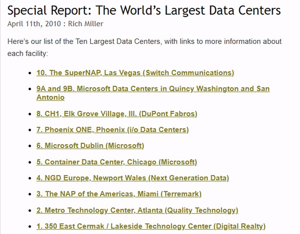 Data Centers 2026: The Largest AI Campuses - by Rich Miller