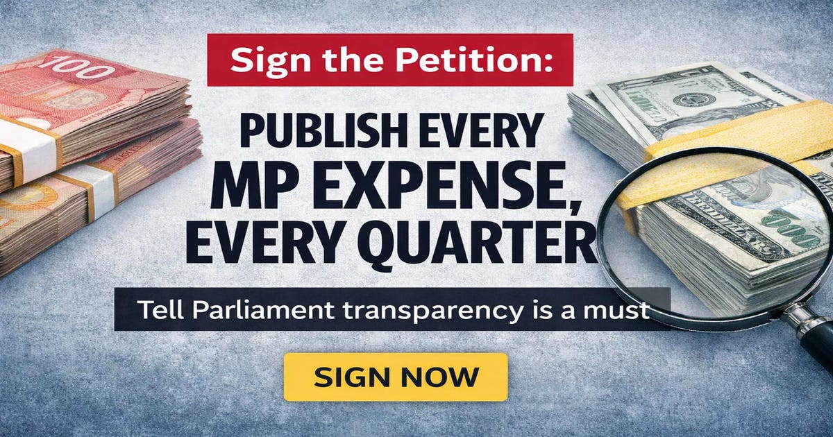 Sign the petition: Publish every MP expense, every quarter