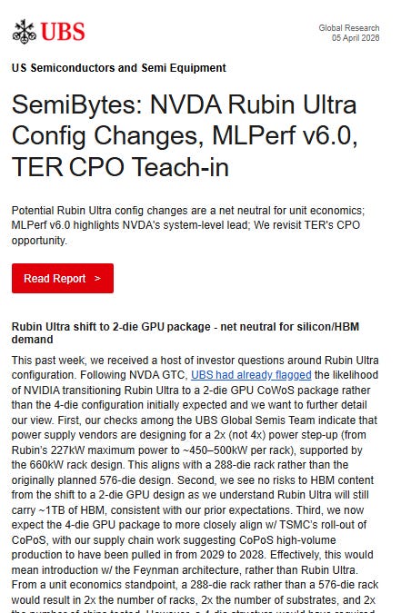 NVIDIA 修改 Rubin Ultra 架構？瑞銀最新報告