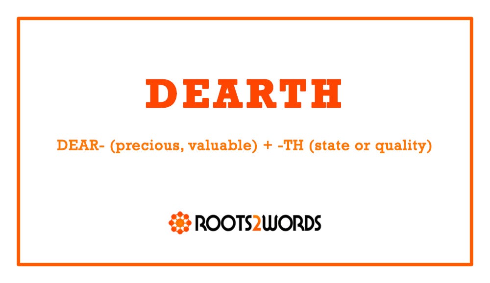 Word of the Day: DEARTH - by Mike Bergin - Roots2Words