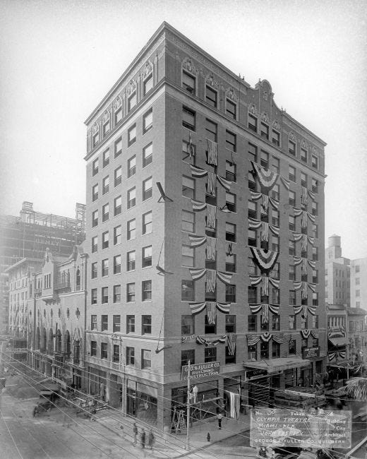 Construction of Olympia Theater in 1925 - by Casey Piket