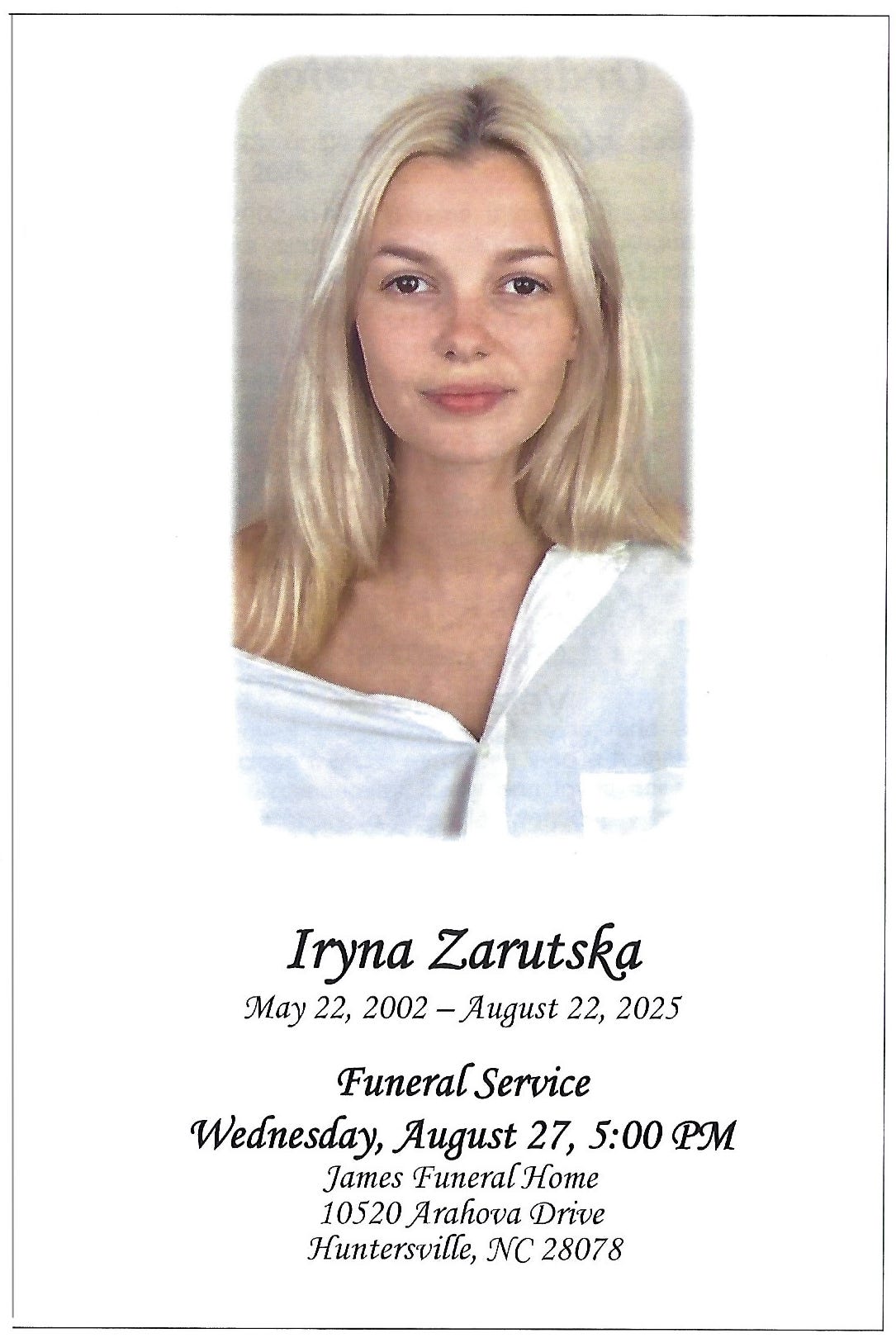 When Iryna Zarutska was laid to rest - The Charlotte Ledger