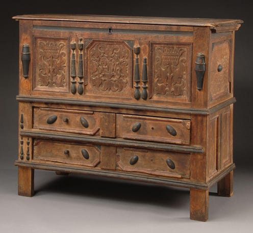 Sunflower chests from Wethersfield CT - by Peter Follansbee