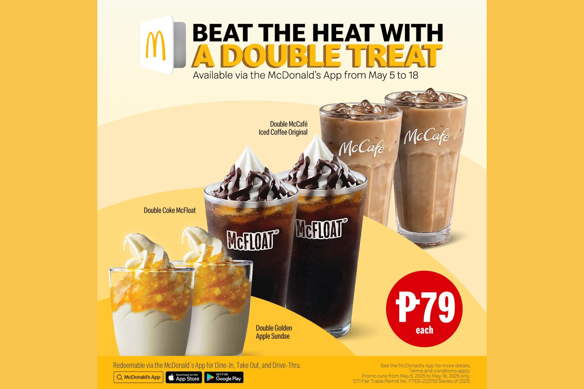 McDo double deals: Buy 1 Take 1 McFloat, Sundae, or Iced Coffee for 79 pesos