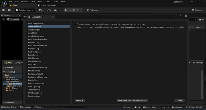 Unreal Engine - Data Validation