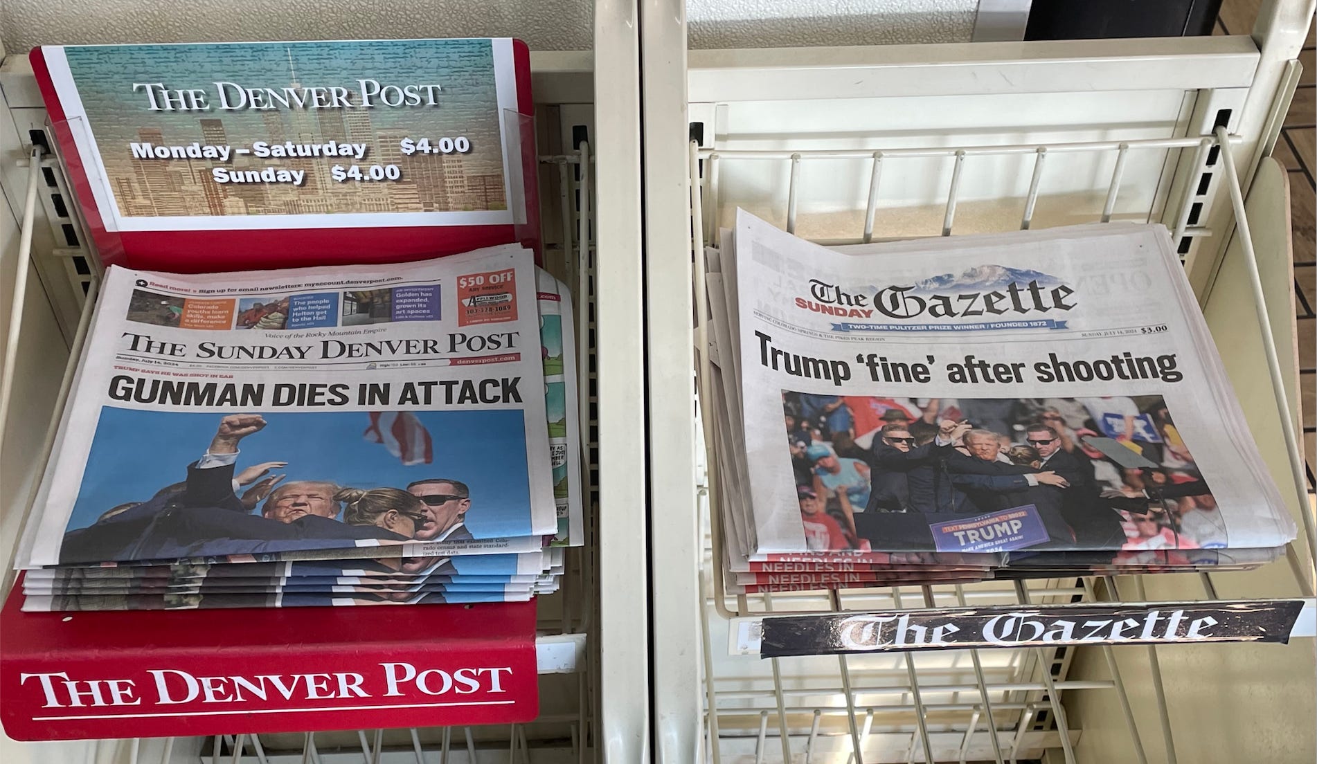 Denver Post & Gazette's front-page Trump shooting headlines differed ...