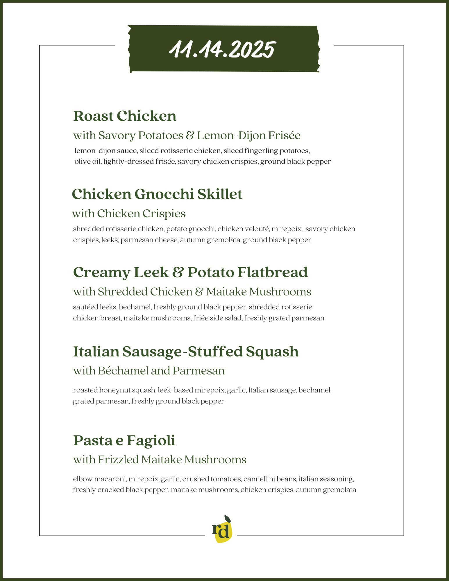 Rotisserie Chicken Dinners 2025 - by Zoe Barrie Soderstrom