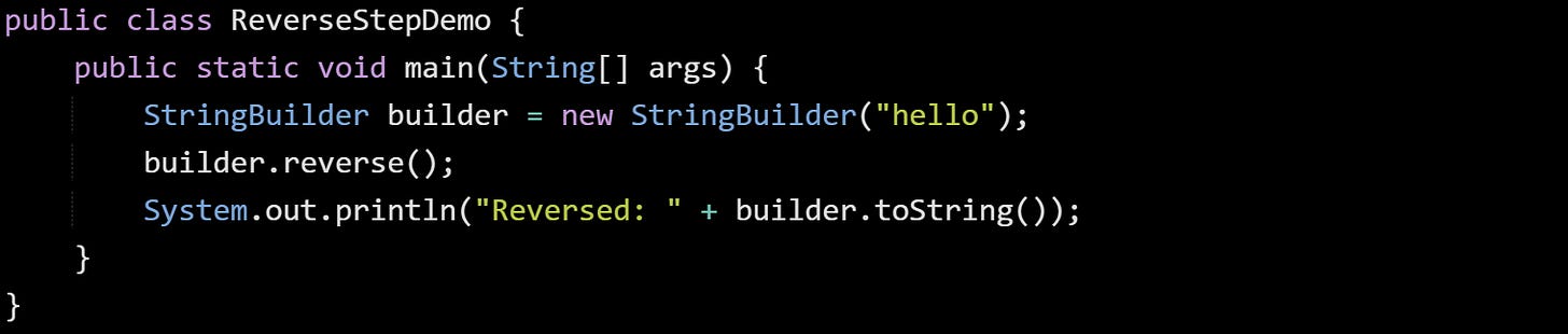 Reversing a Word or Sentence Using Java Code