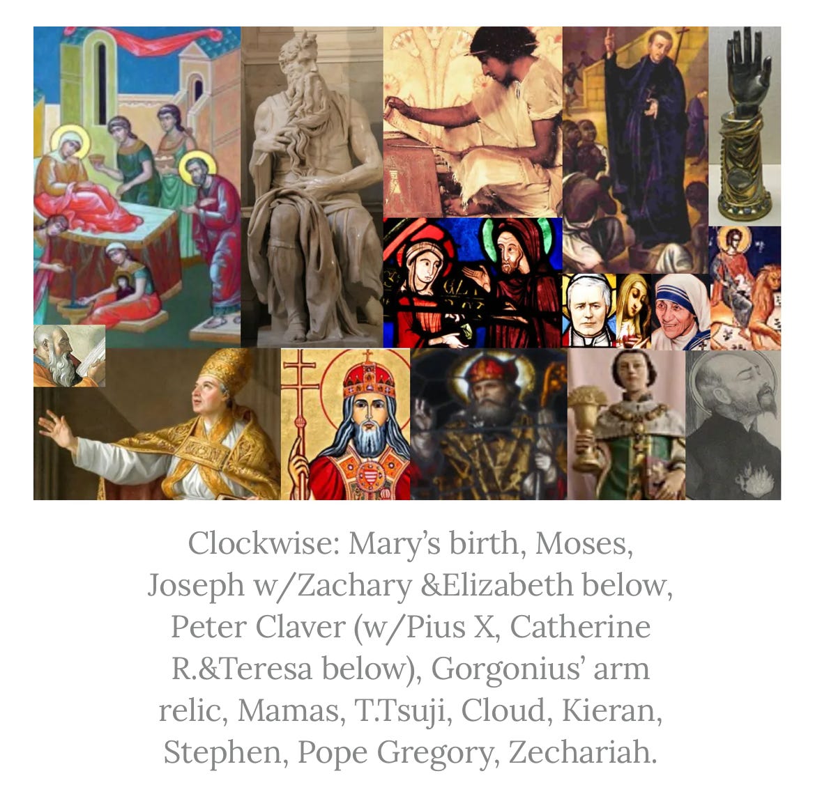 Saints: Mary’s Birth, Moses, Joseph, Gregory, Kieran, Zachary ...
