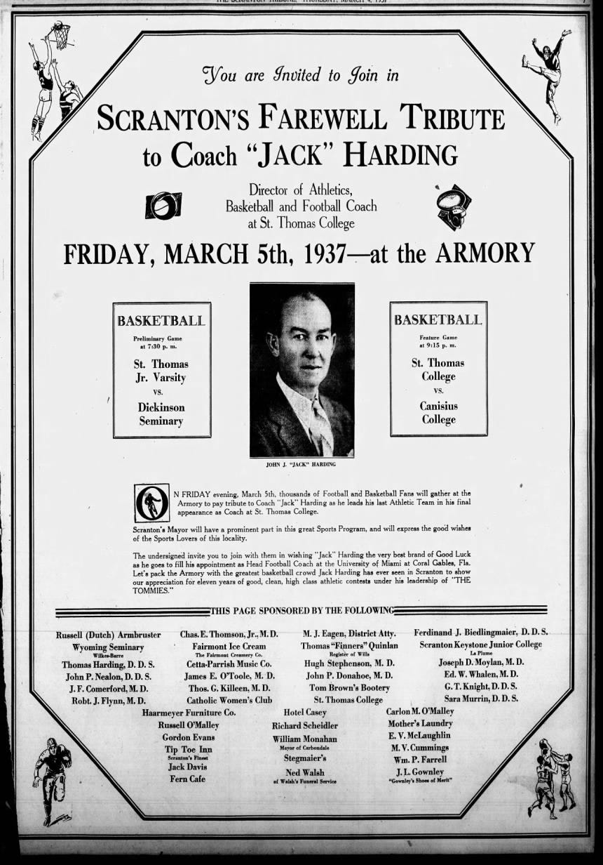 Jack Harding: HOF coach from Avoca set Scranton, Miami up for success