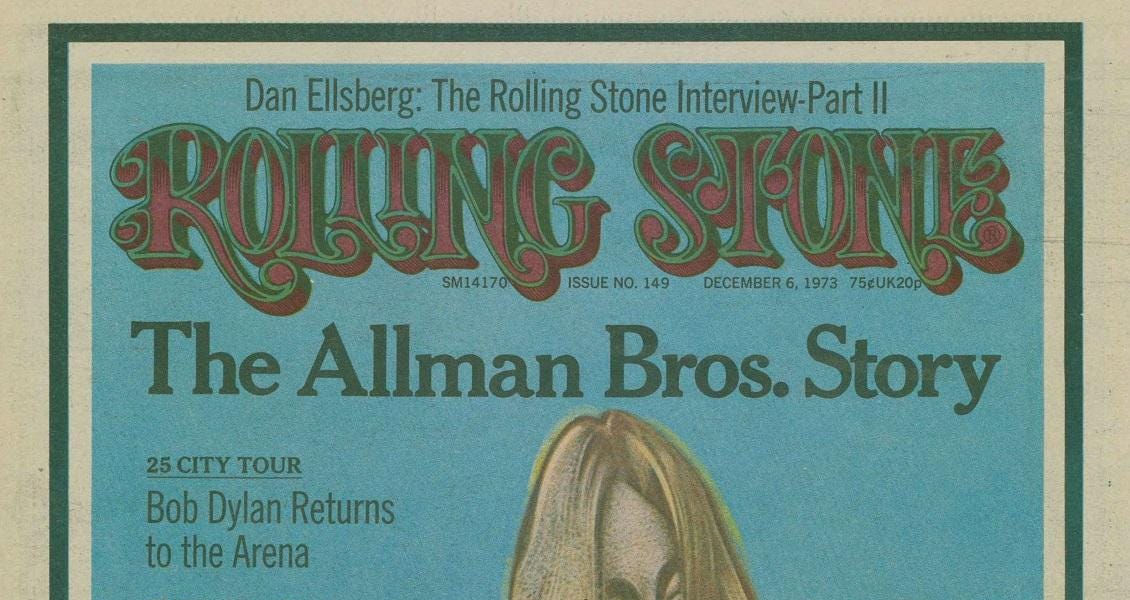 Cameron Crowe “The Allman Bros. Story,” Rolling Stone, December 6, 1973
