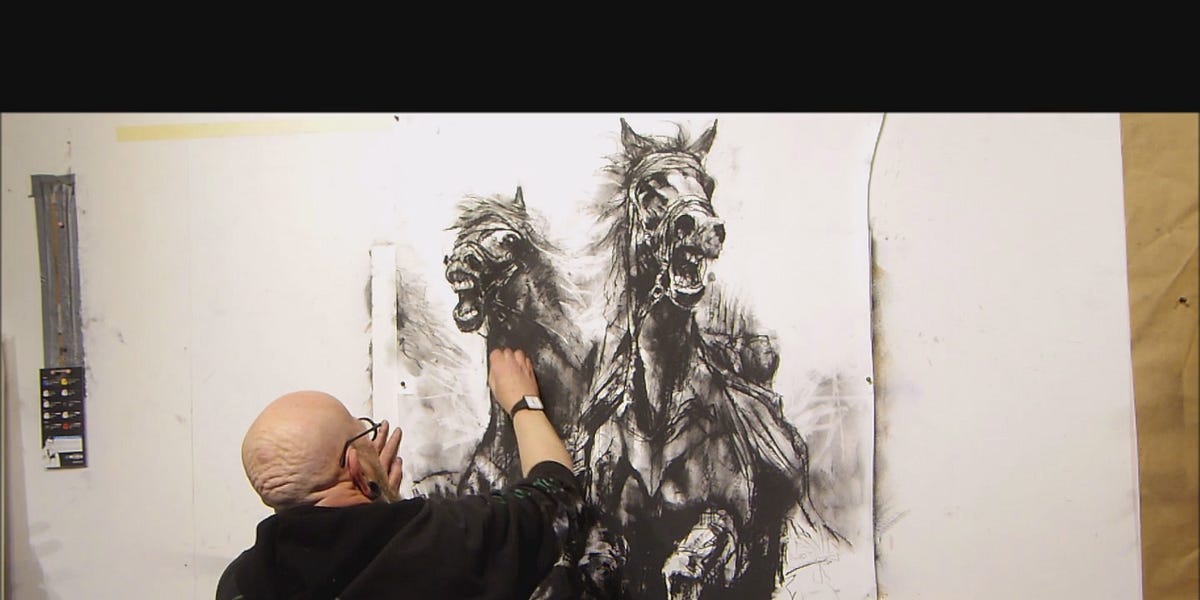 Why I'm currently drawing horses... - by Guy Denning