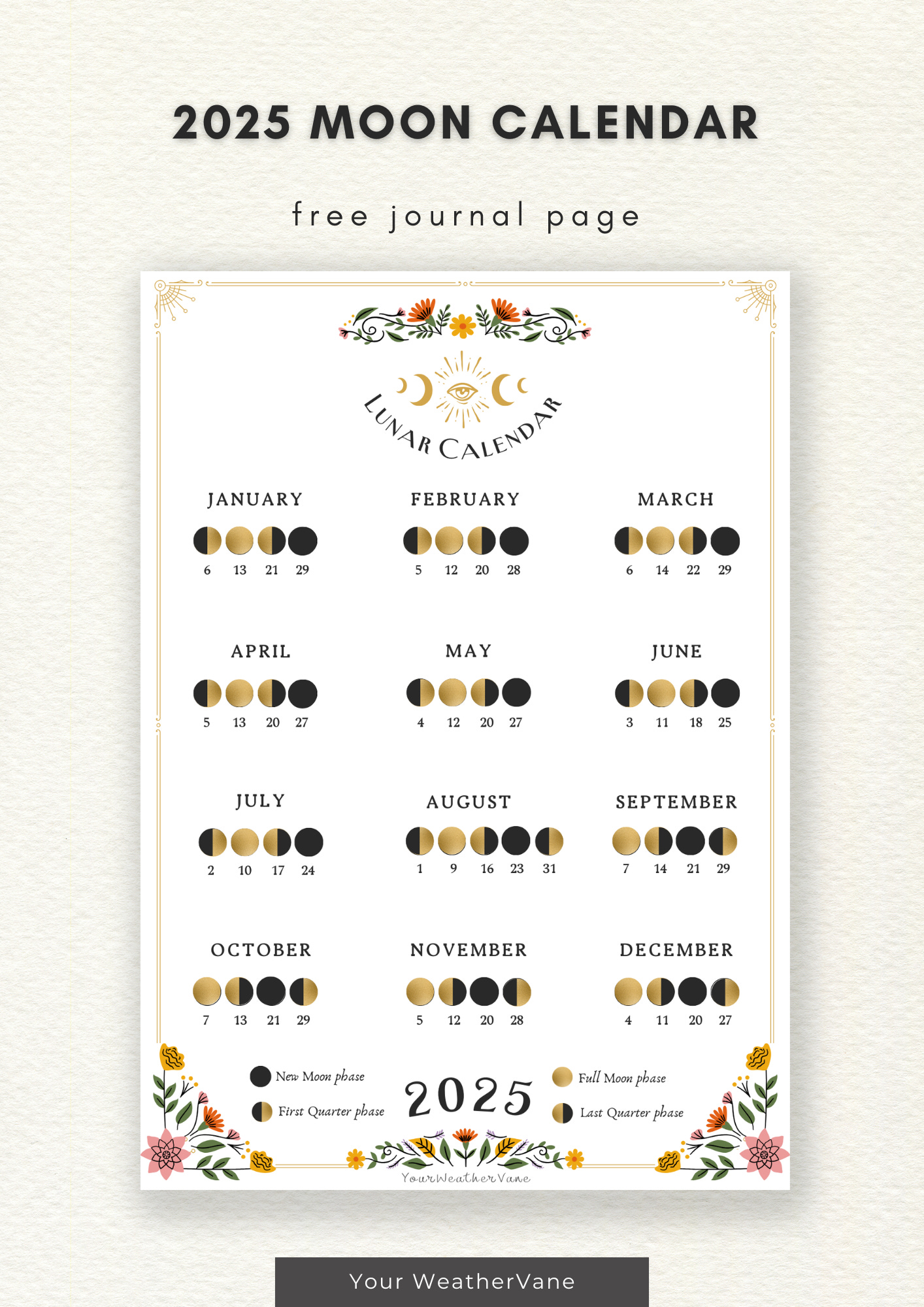 2025 Moon Calendar - by Vanessa Isabell