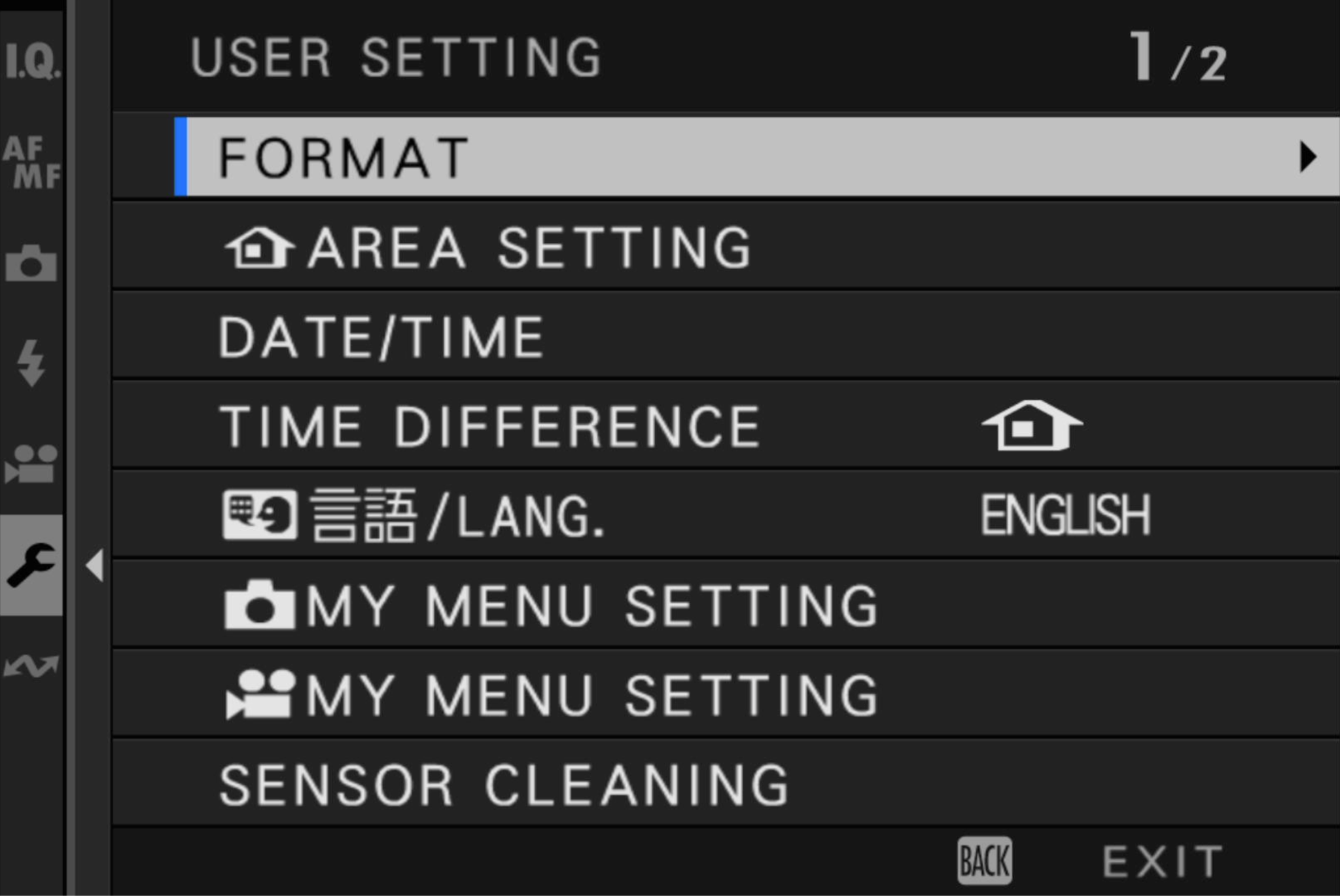 Fujifilm X Series: Understanding User Setting Menu