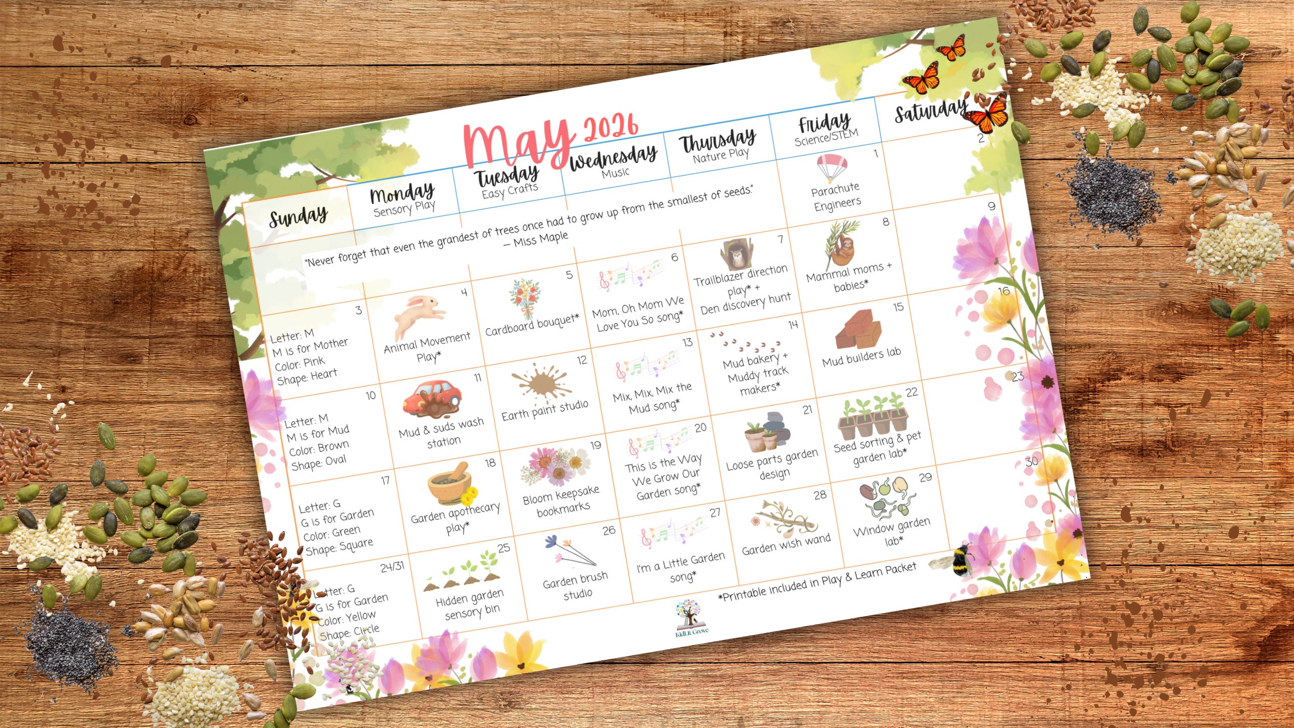 May Play & Learn Calendar - by Lindsay | KidLit Grove