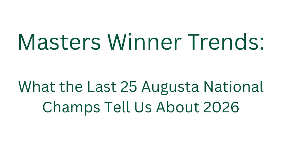 Masters Winner Trends: What the Last 25 Augusta National Champs Tell Us ...