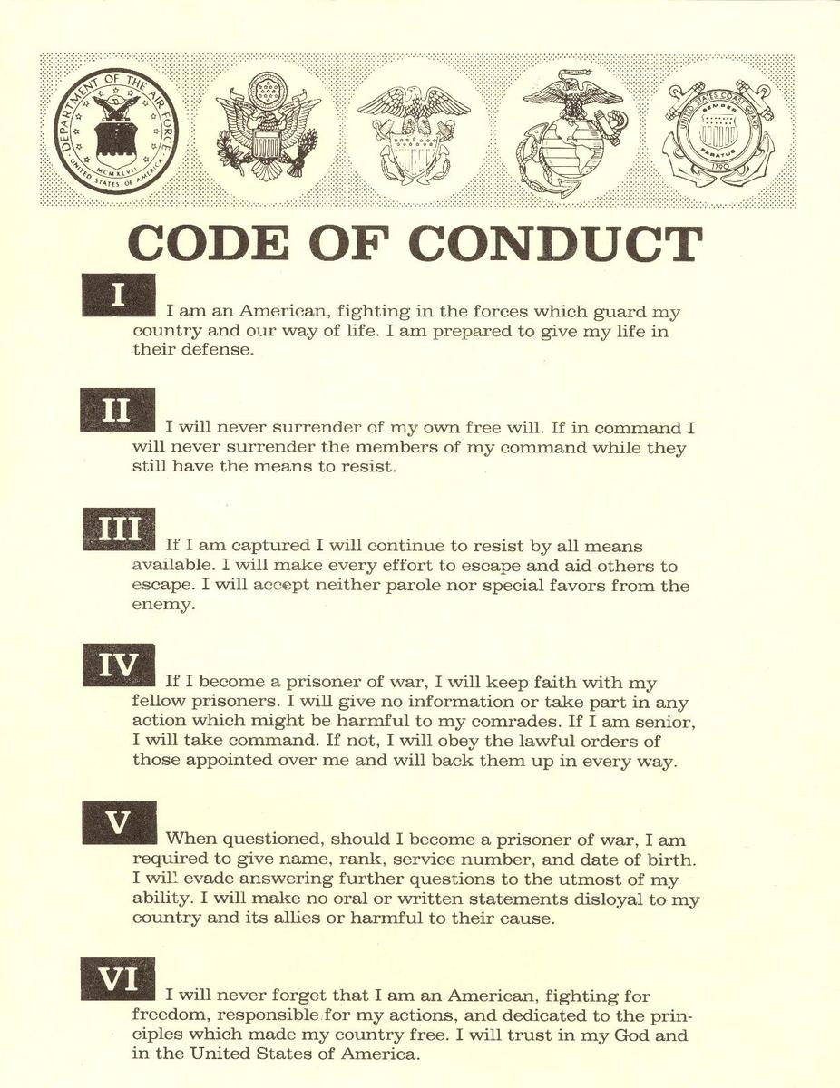 THE CODE OF CONDUCT, DUTY, AND MORAL RESISTANCE ...