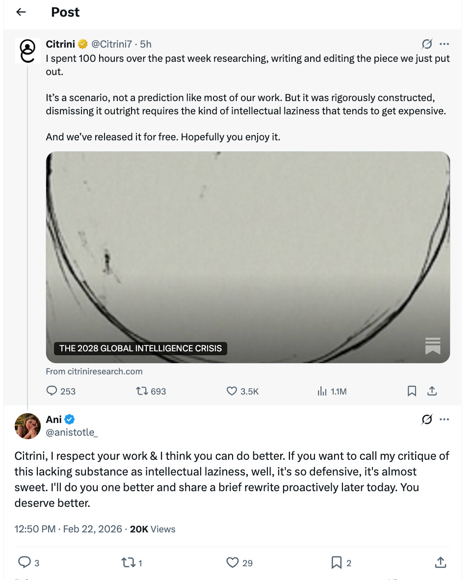 What 118K followers & 100 hours gets you - rewriting Citrini's 2028 ...