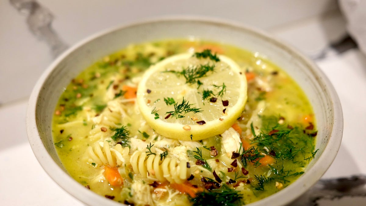 Lemon Chicken Fusilli Soup - Nourished by Mads