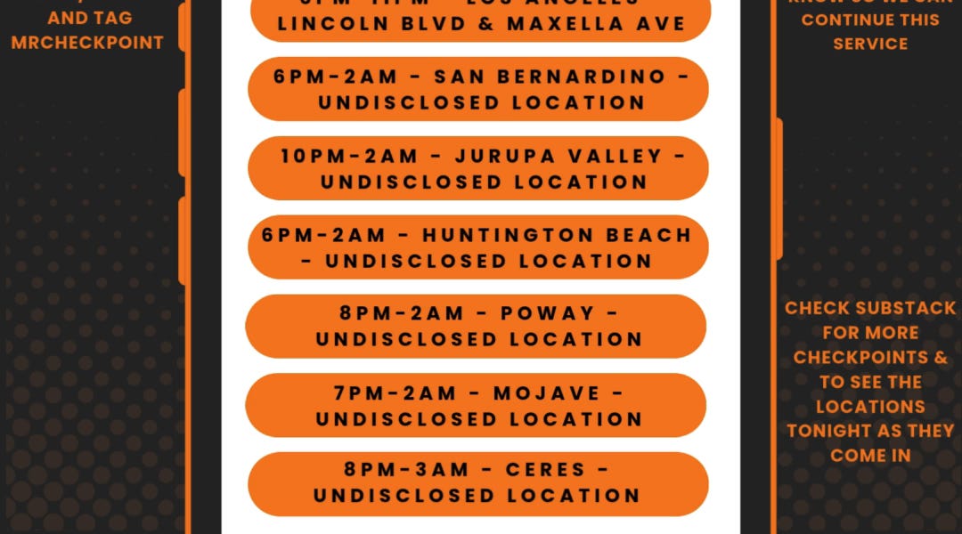 DUI Checkpoints Friday May 23rd 2025 - MrCheckpoint