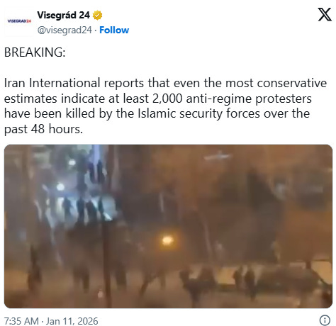 Reports: At least 2,000 protesters killed in Iran in 48 hours