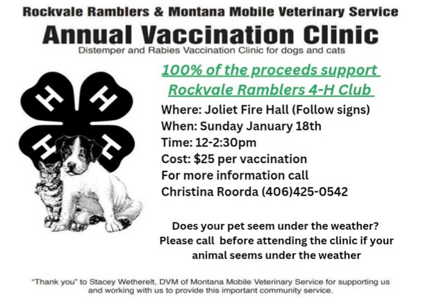 Rockvale Ramblers Annual Dog and Cat Vaccination Clinic at Joliet Fire Hall