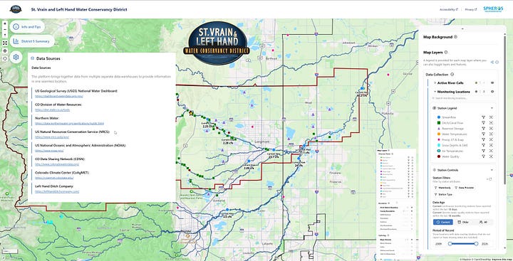 Map-Based, Online Dashboard - St. Vrain and Left Hand Water Conservancy ...