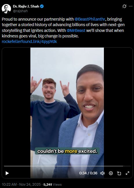 YouTuber "MrBeast" Partners With Rockefeller Foundation To Target Youth ...