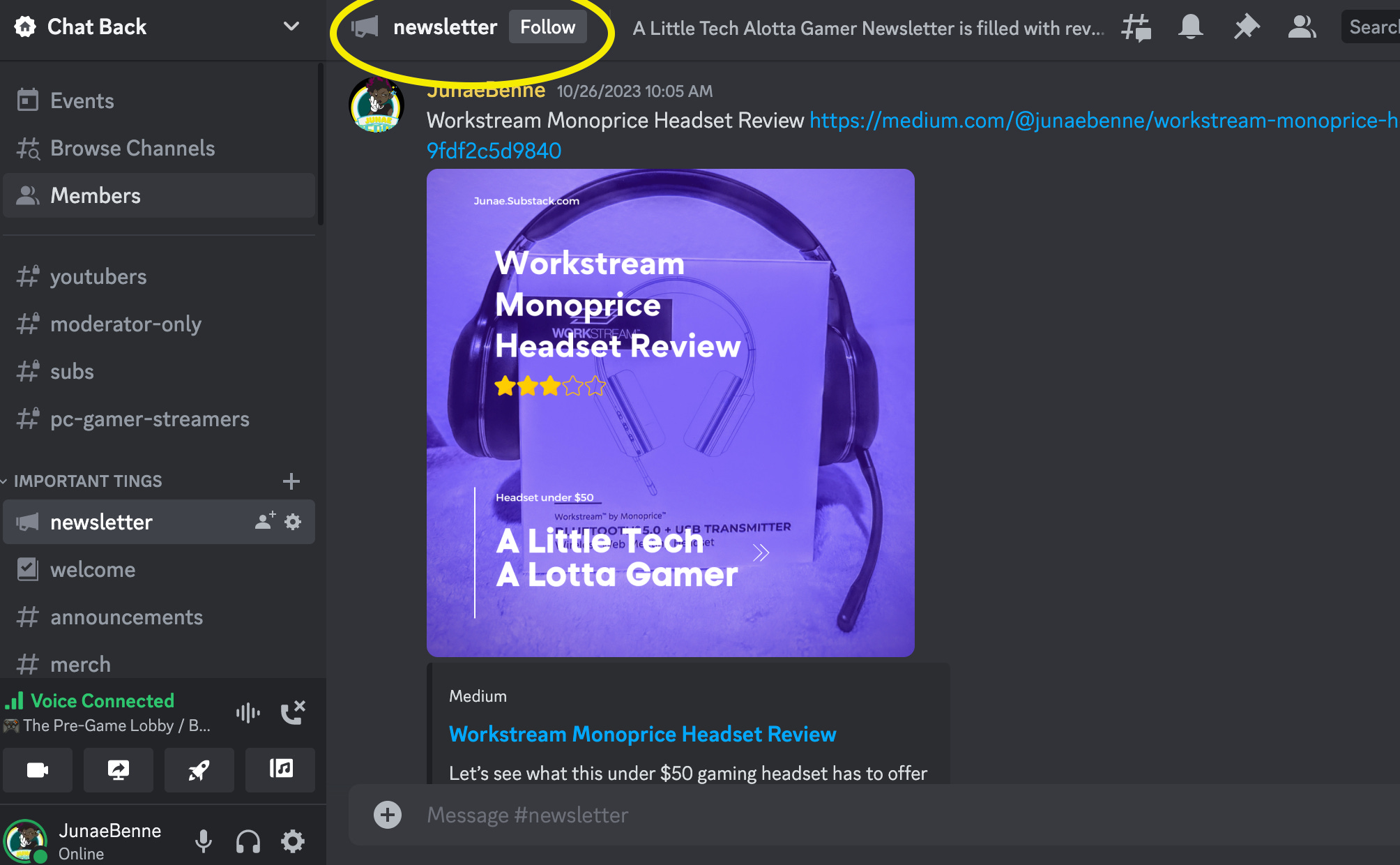 Discord's Announcement Channel Feature - by Junae Benne