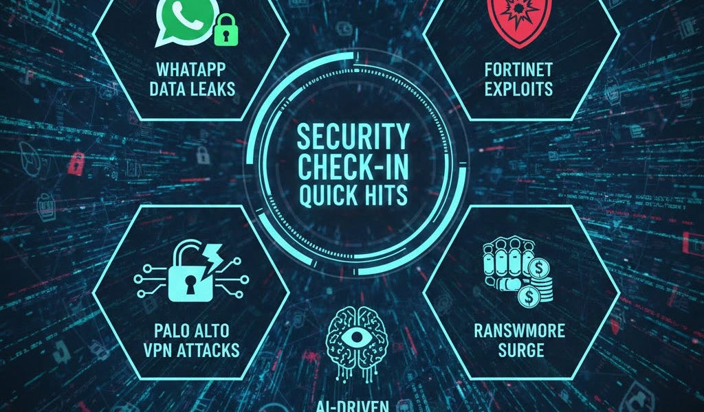 Security Check-in Quick Hits: WhatsApp Data Leaks, Fortinet Exploits ...