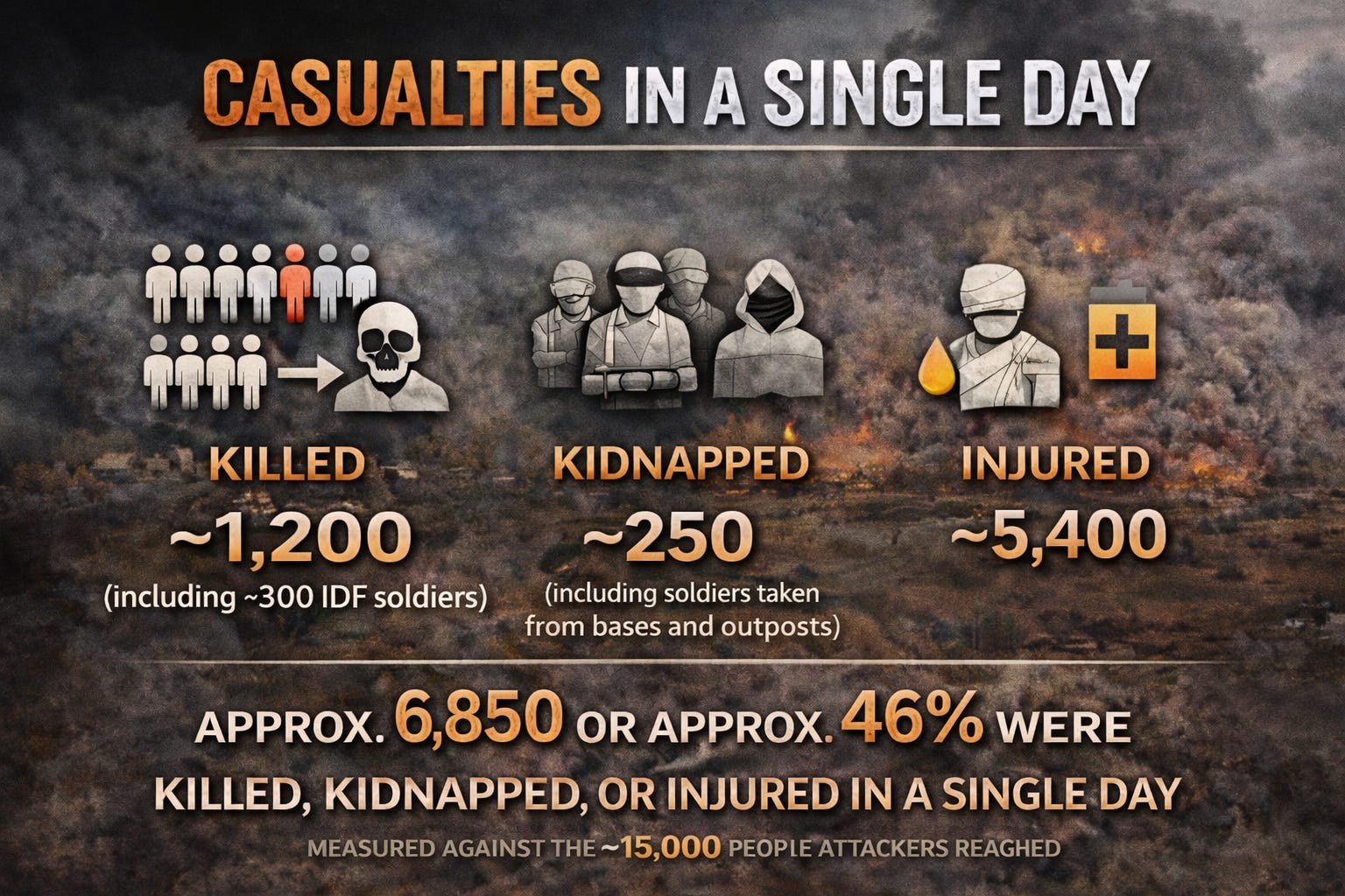 On October 7, Approximately 46% of those reached were killed, kidnapped ...