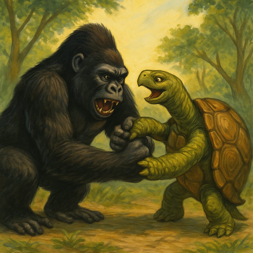 When a Gorilla and a Turtle Fight - by Rev. John Roberts