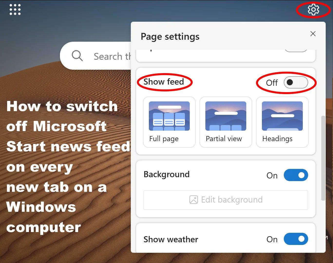 How to switch off the Microsoft Start news feed on every new tab on a ...