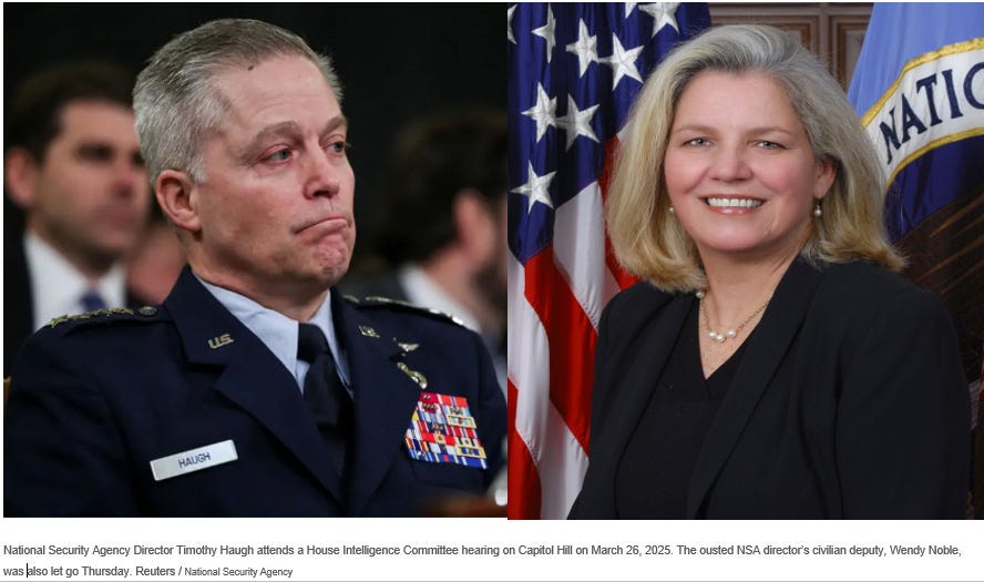 NSA Director and Cyber Command Chief Timothy Haugh, Deputy Wendy Noble ...