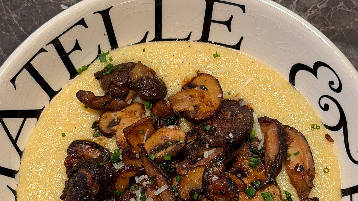Balsamic Mushrooms with Polenta - by Natalia Fomicheva