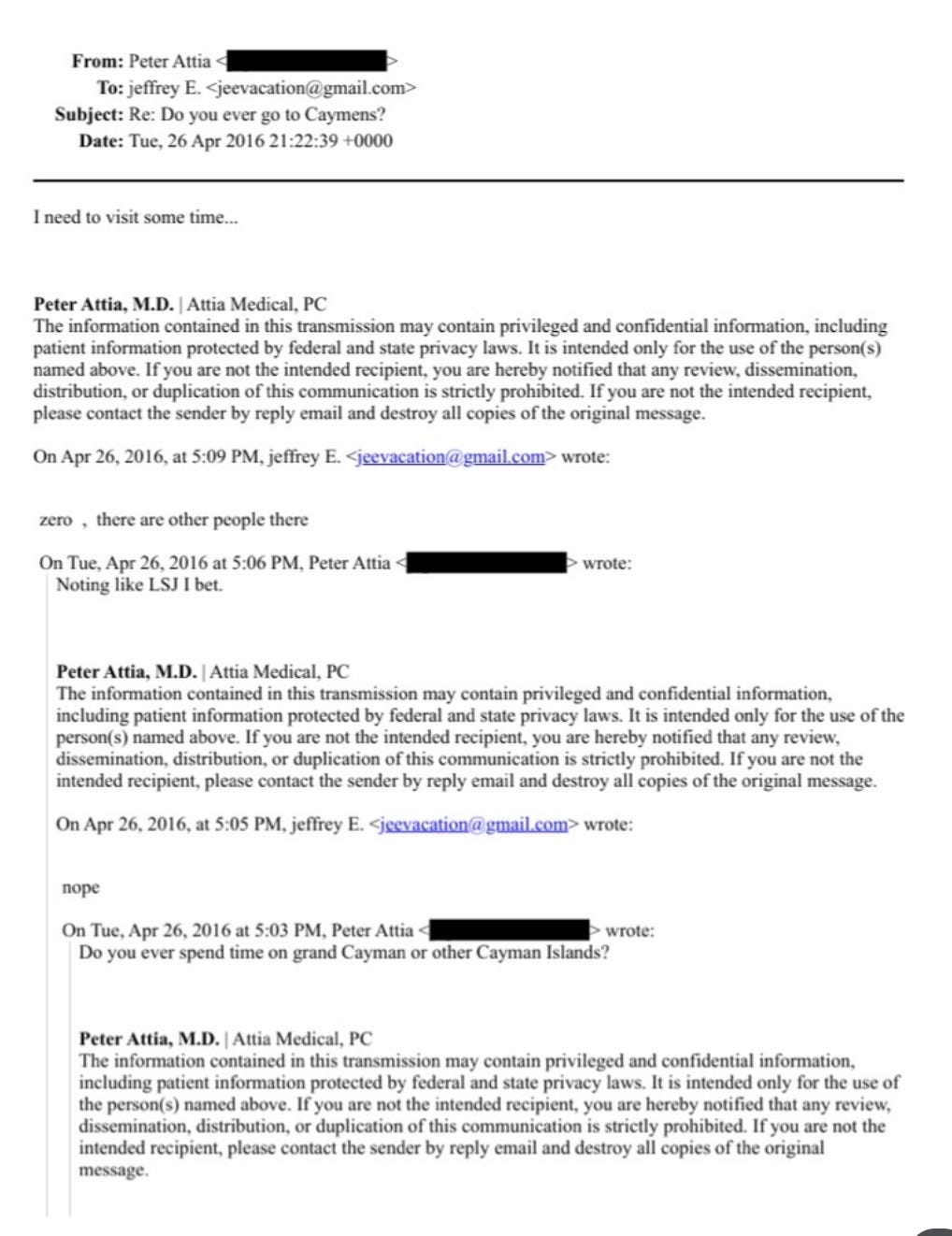 DOJ-Released Files Include Emails Between Dr. Peter Attia and Jeffrey ...