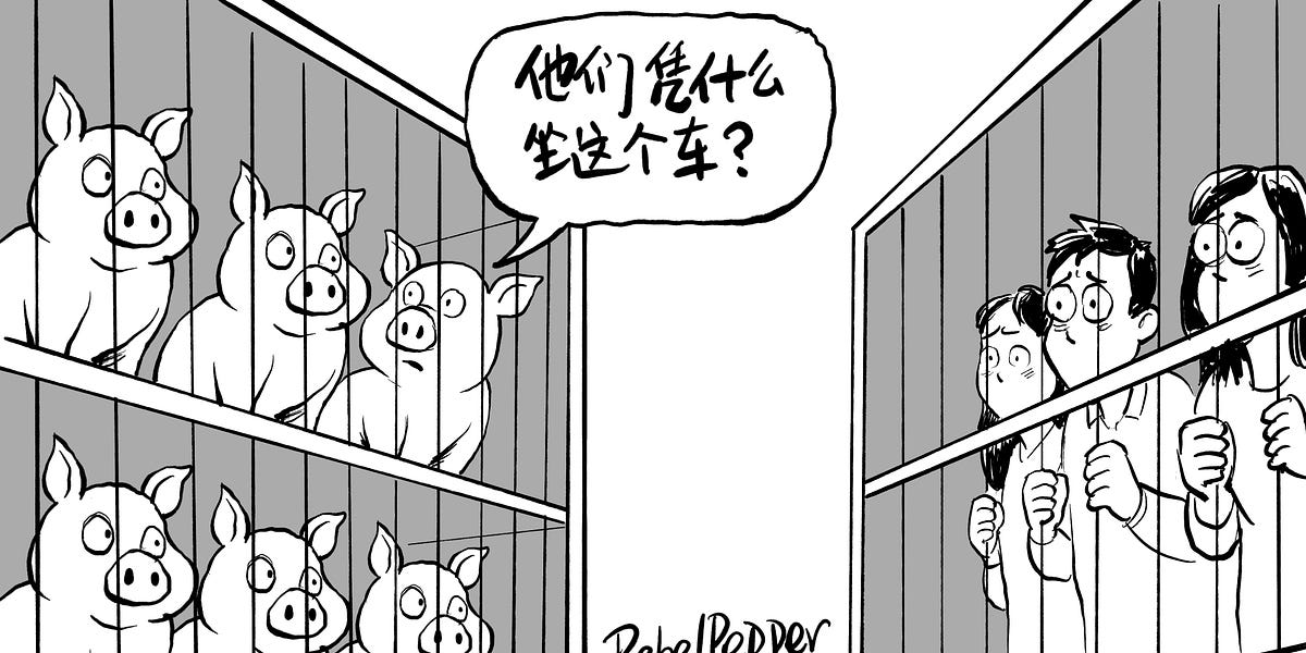 他们凭什么坐这个车？ - by Rebel Pepper's Cartoons - Rebel’s Substack