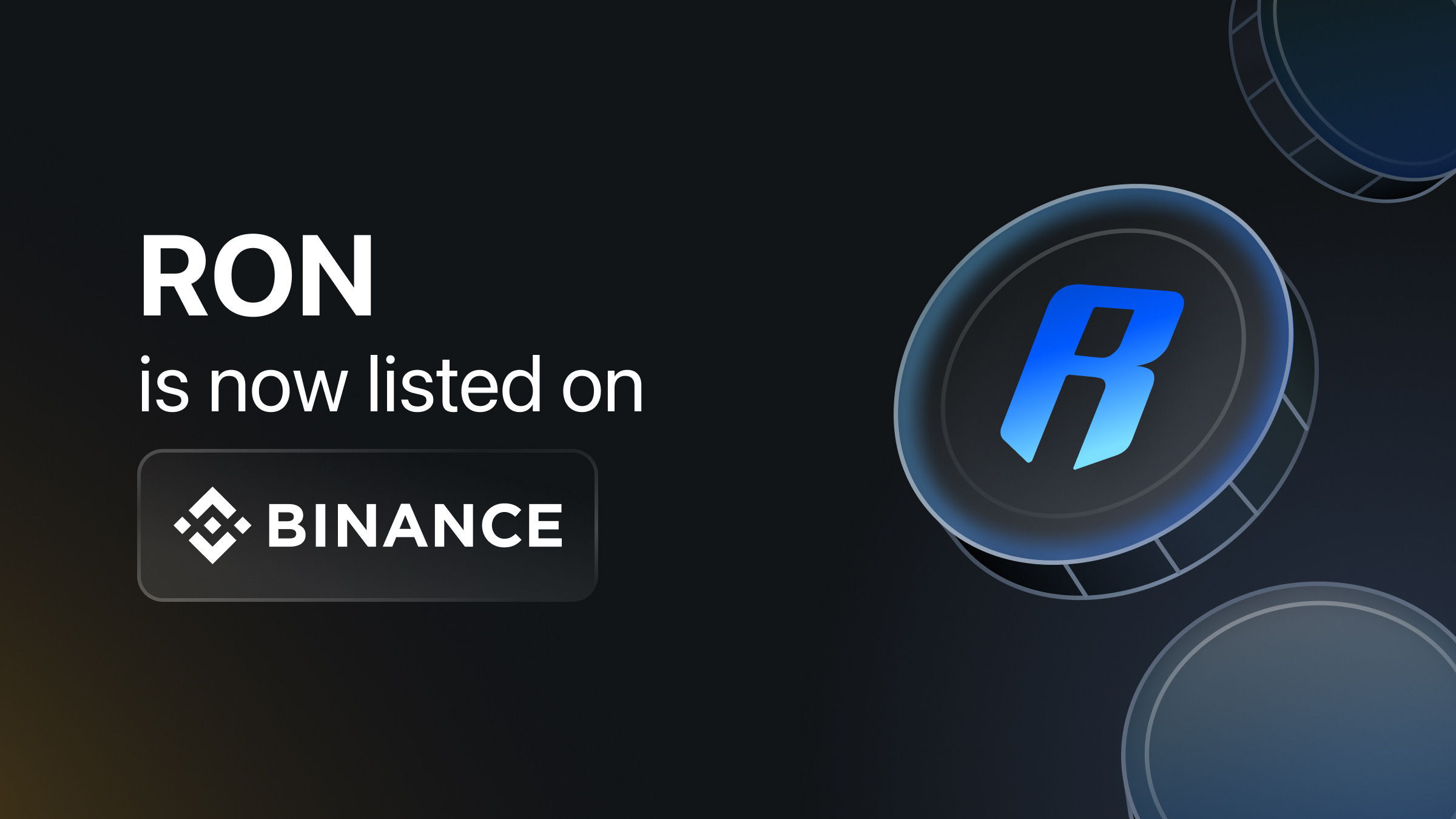 BREAKING NEWS: RON IS LIVE ON BINANCE - by Axie Infinity