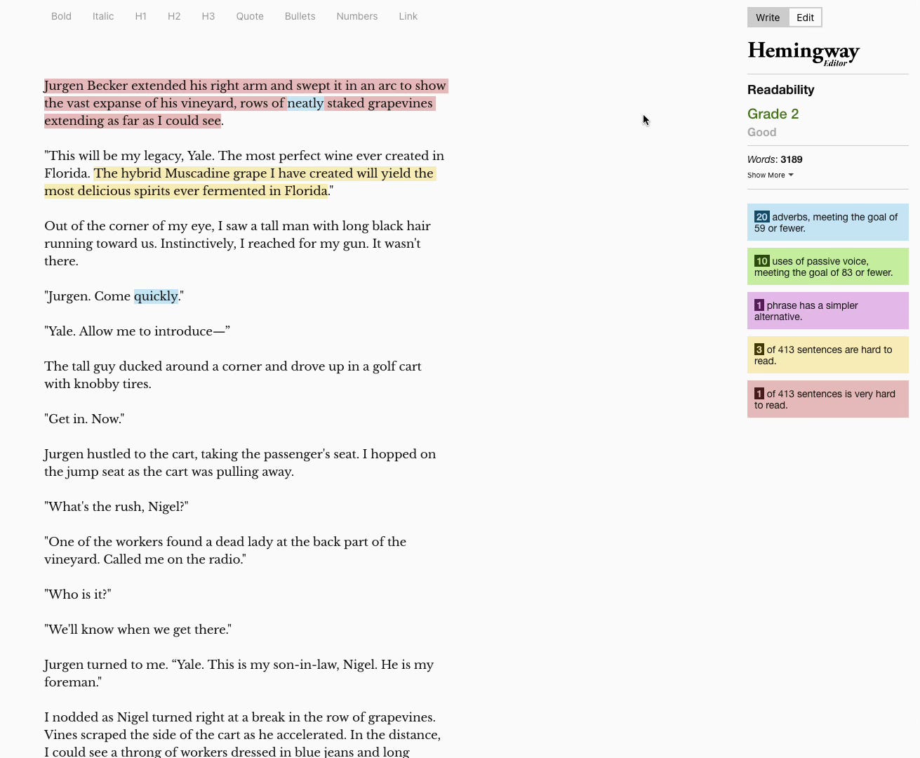 hemingway readability