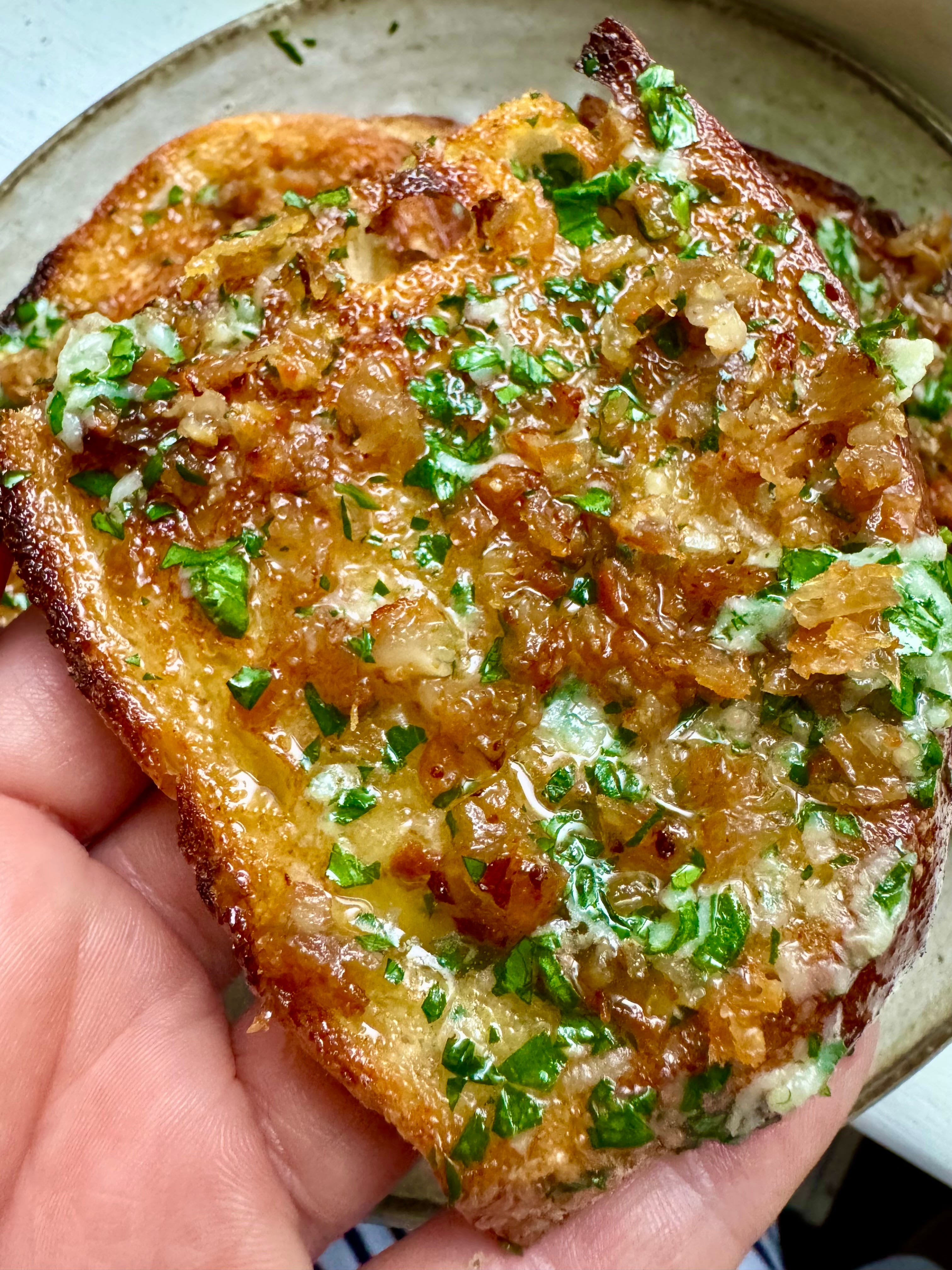 Chicken Skin Garlic Bread Recipe