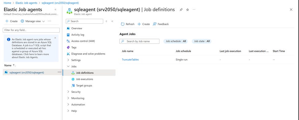 Elastic Jobs in Azure SQL Database - mahesh madhu