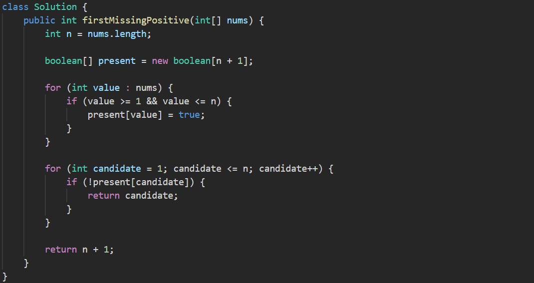 LeetCode #41: First Missing Positive — Solved in Java