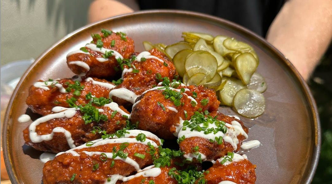 FRIED BUFFALO CHICKEN WINGS with blue cheese ranch