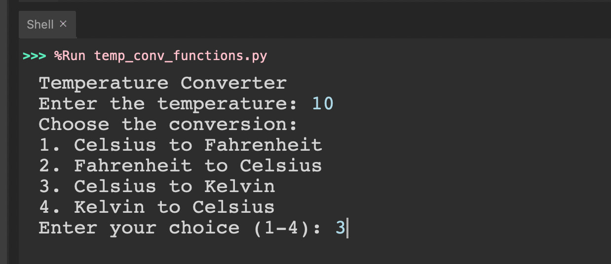 Temperature Converter Using Python Functions