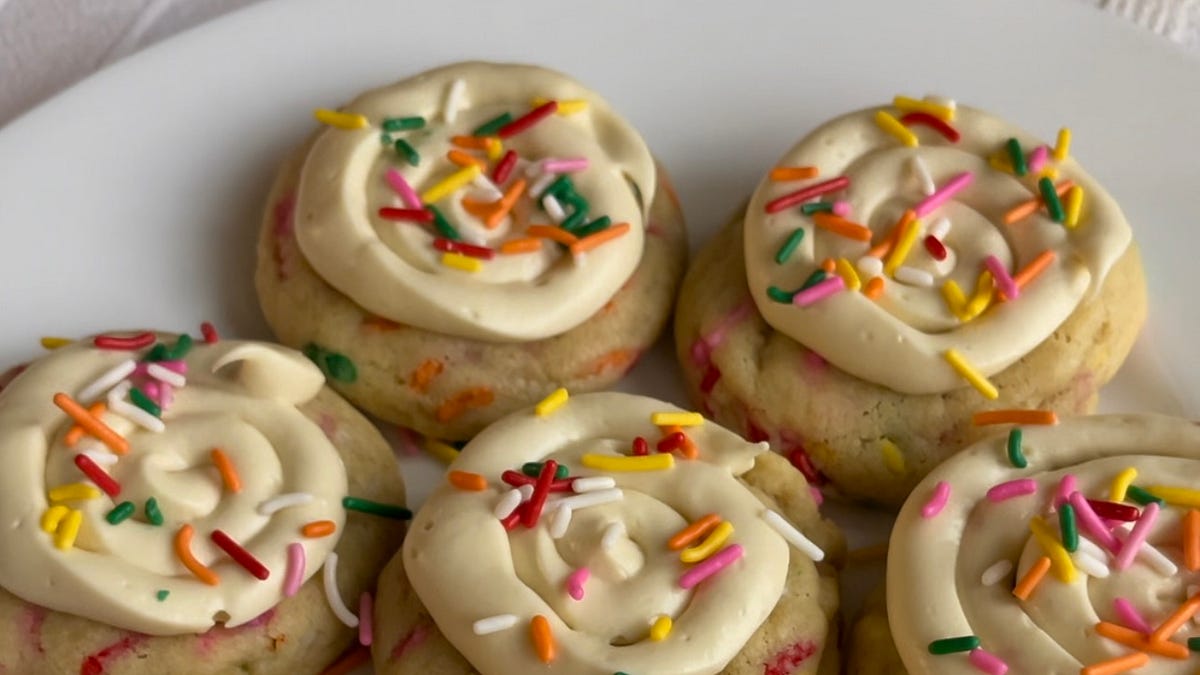 Frosted Birthday Cake Cookies - by Viviane