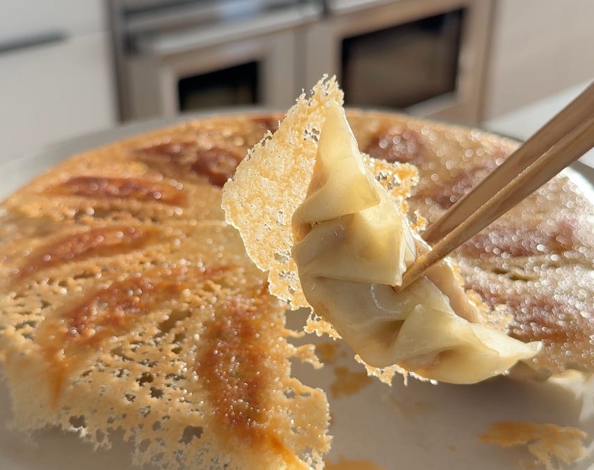 Gyoza with a Crispy Dumpling Skirt - Maxi's Kitchen