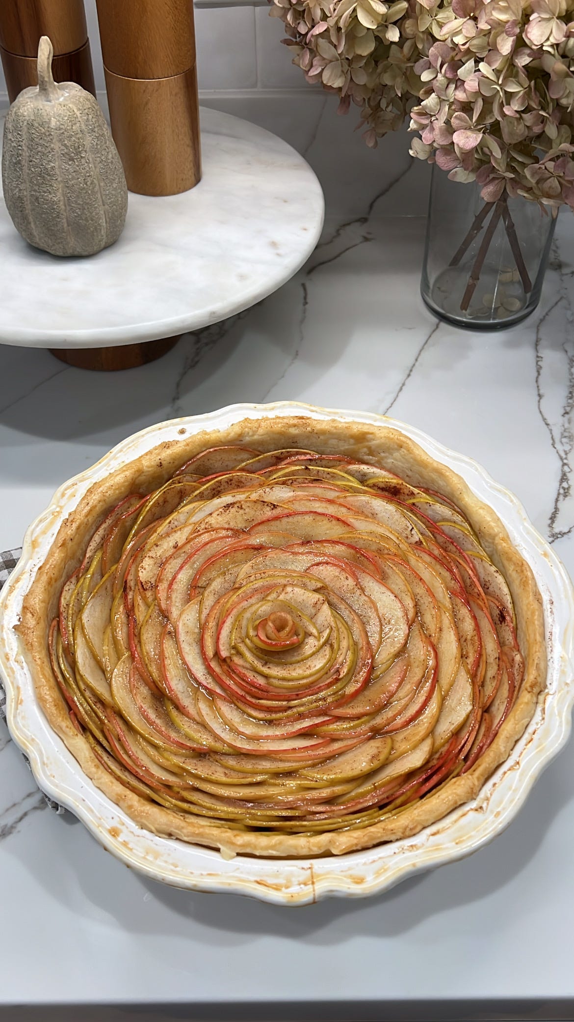 Open Faced Rose Apple Pie for Thanksgiving - by Sarah Stack